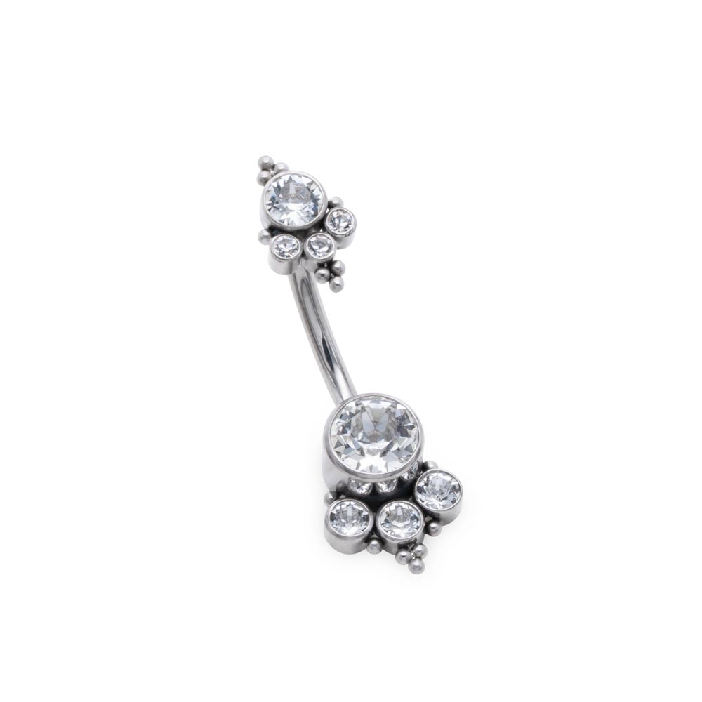 Double Gem Cluster Titanium Navel Curve – Tilum Jewelry